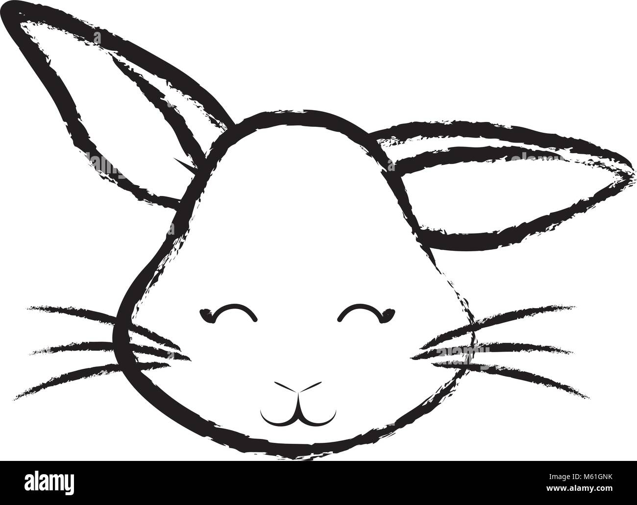 sketch of cute rabbit face icon over white background, vector ...