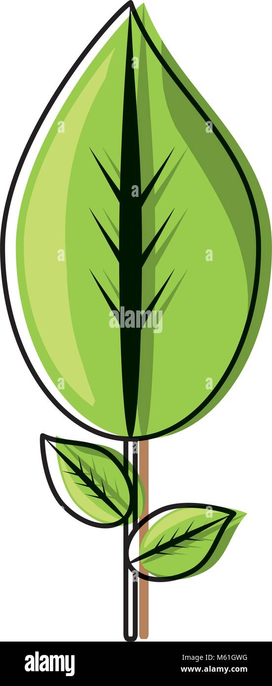 stem with leaves icon over white background, vector illustration Stock ...