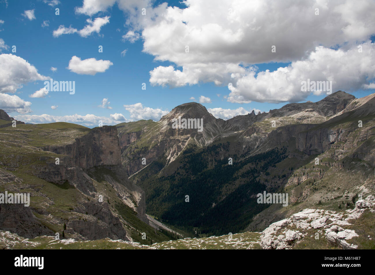 A view looking along the Langental or Vallunga Valley in the Naturpark ...