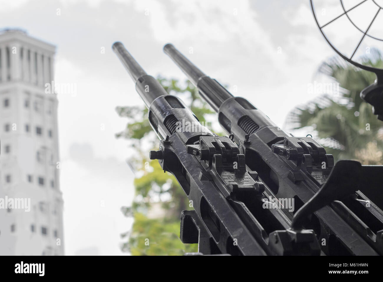 artillery aiming to building in city Stock Photo - Alamy