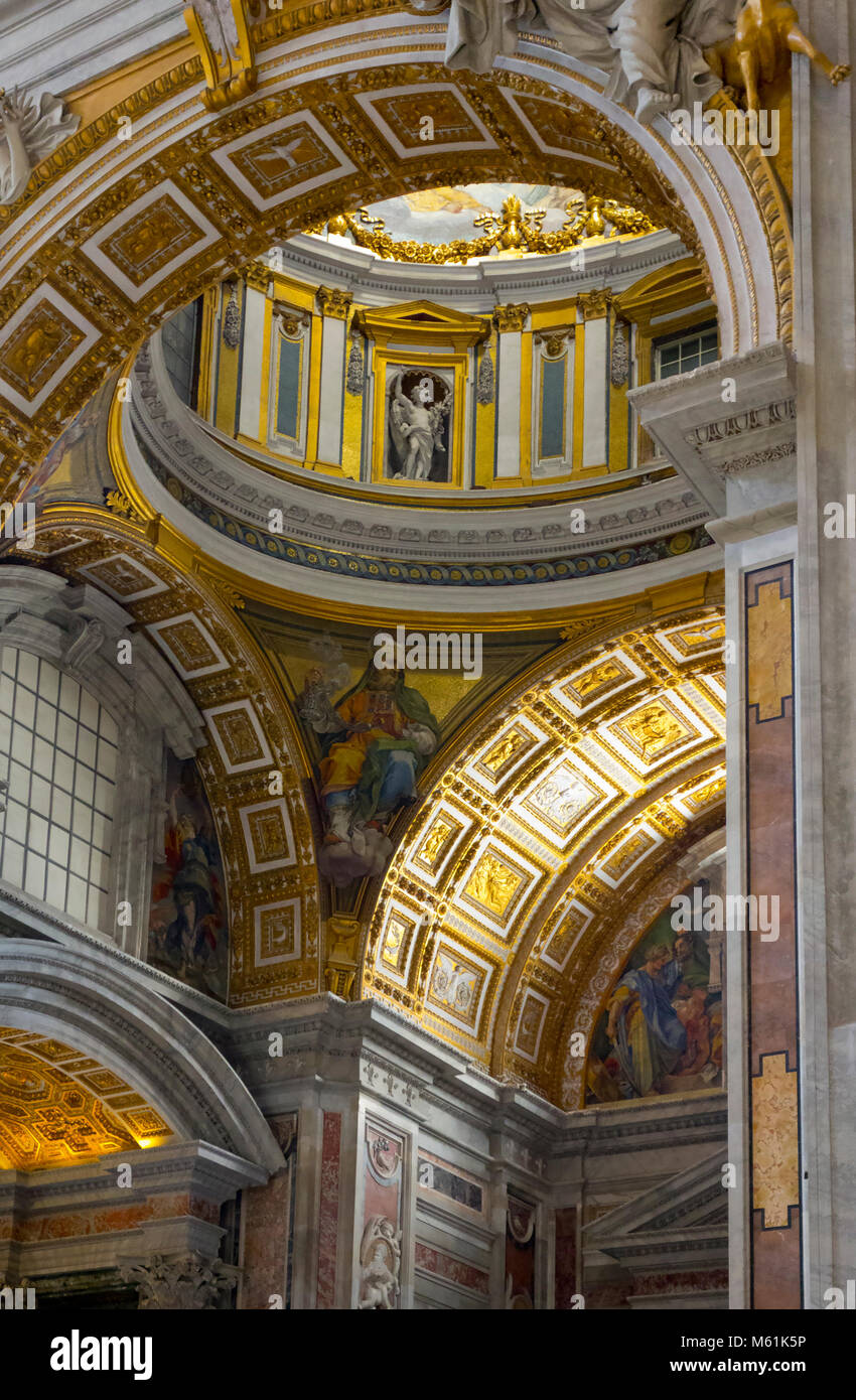Golden arches and windows in St. Peter's Basilica, Rome, Vatican, 2017 ...