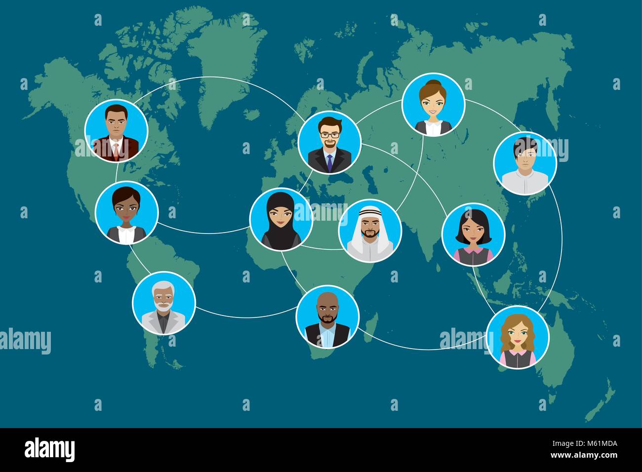 Global Communication between people ,flat design,vector illustration ...