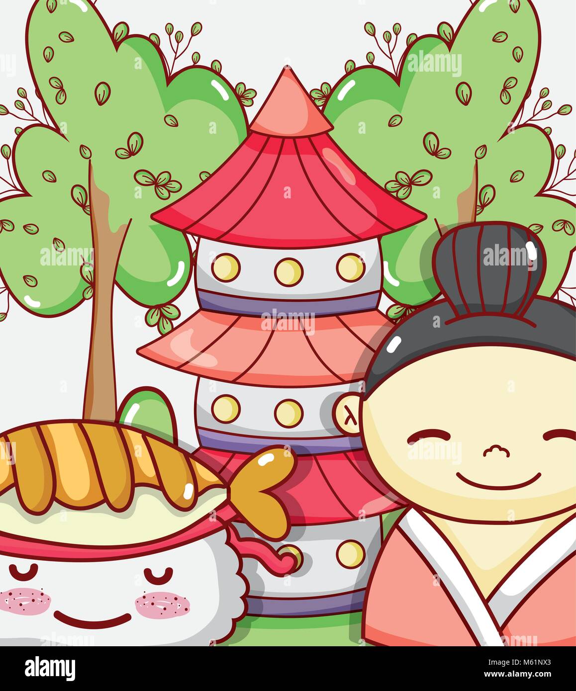 Japanese gastronomy cute kawaii cartoons Stock Vector Image & Art - Alamy