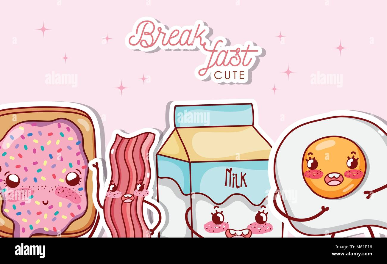 Cute breakfast kawaii cartoons Stock Vector Image & Art - Alamy