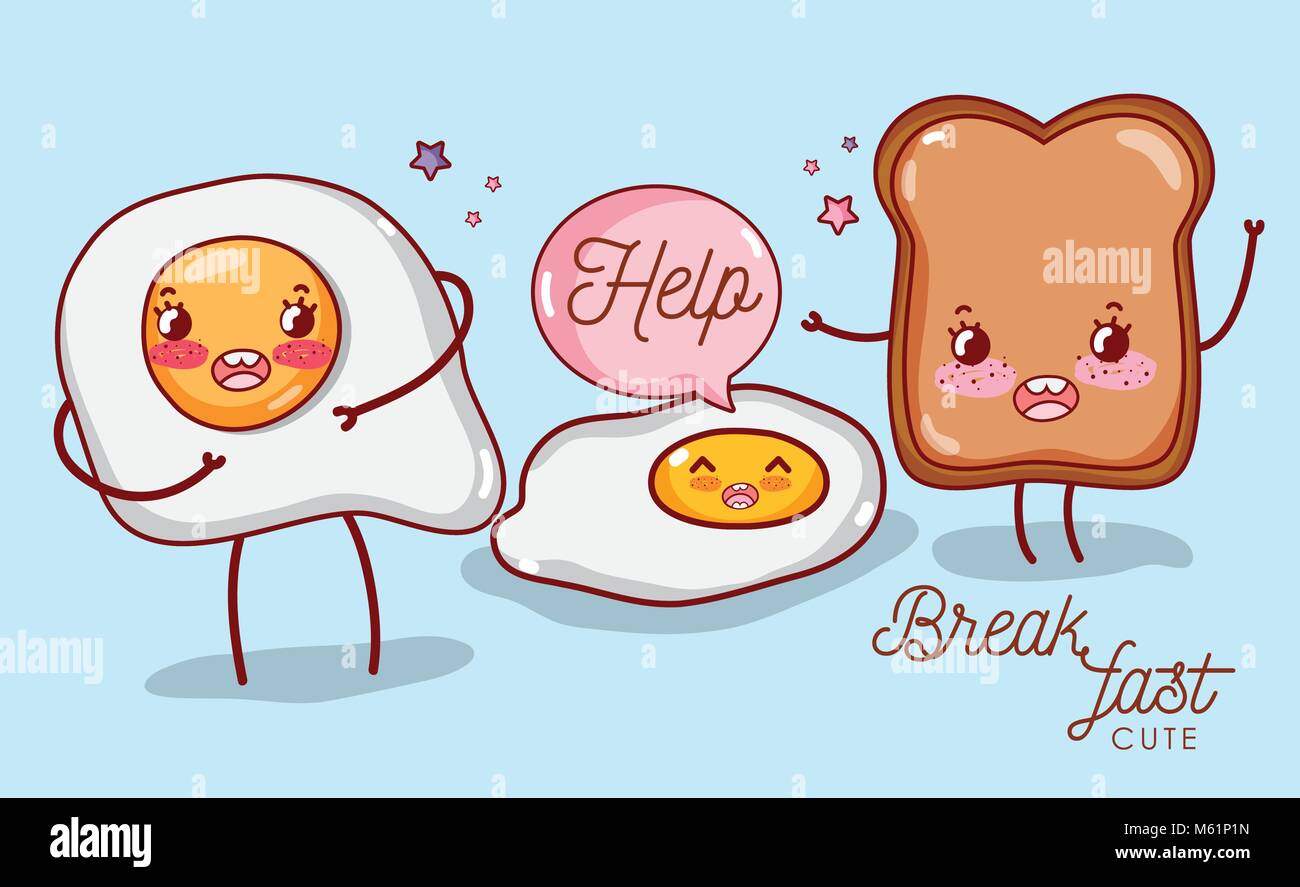 Cute breakfast kawaii cartoons Stock Vector Image & Art - Alamy