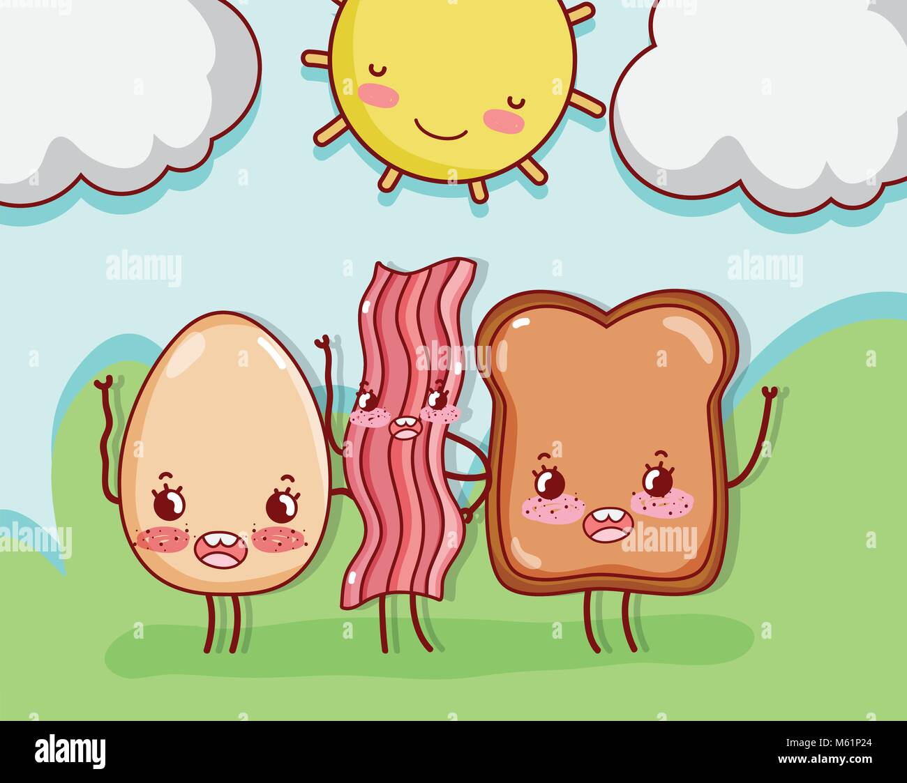 Cute breakfast kawaii cartoons Stock Vector Image & Art - Alamy