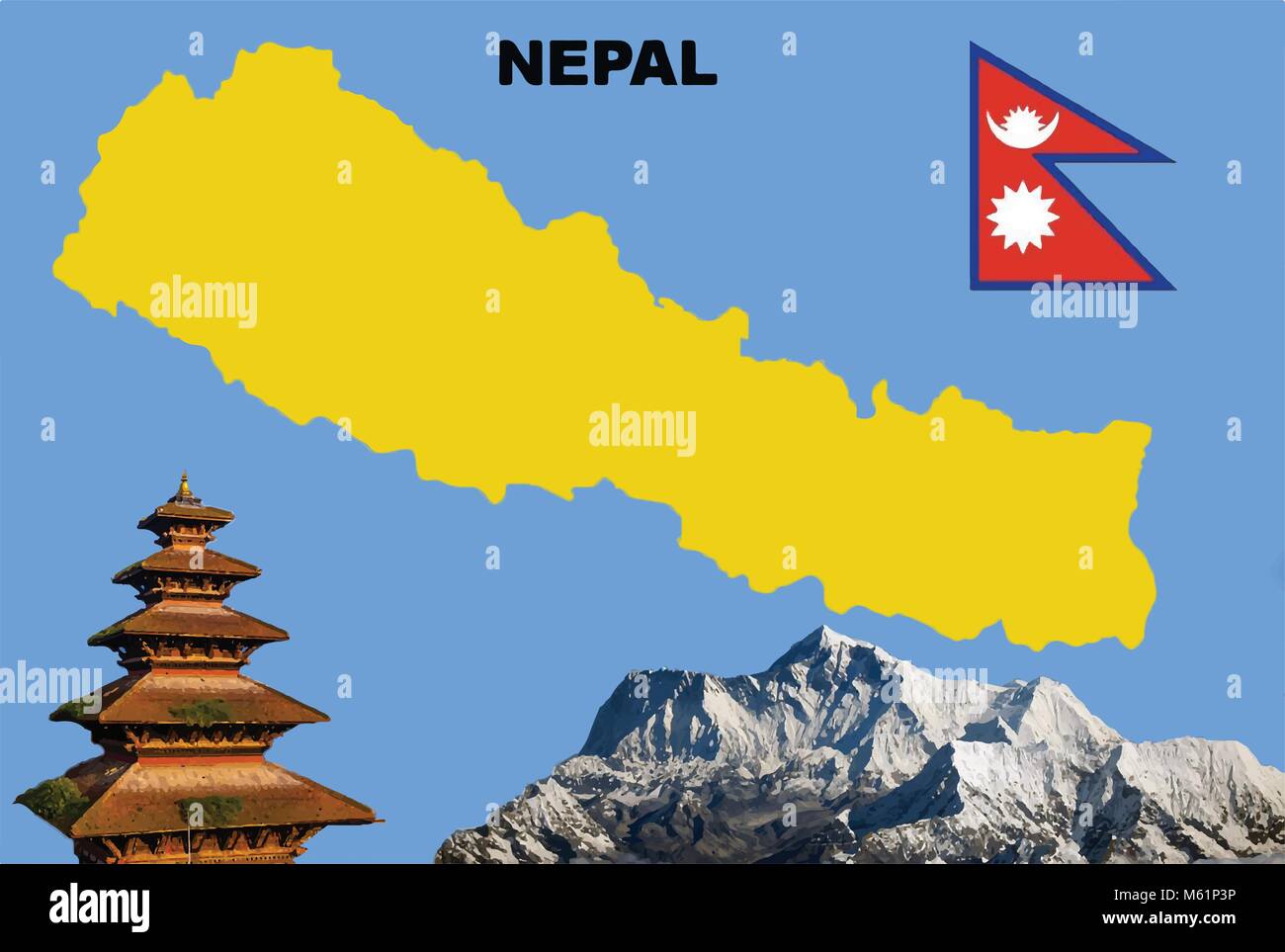 Nepal mountains map hi-res stock photography and images - Alamy