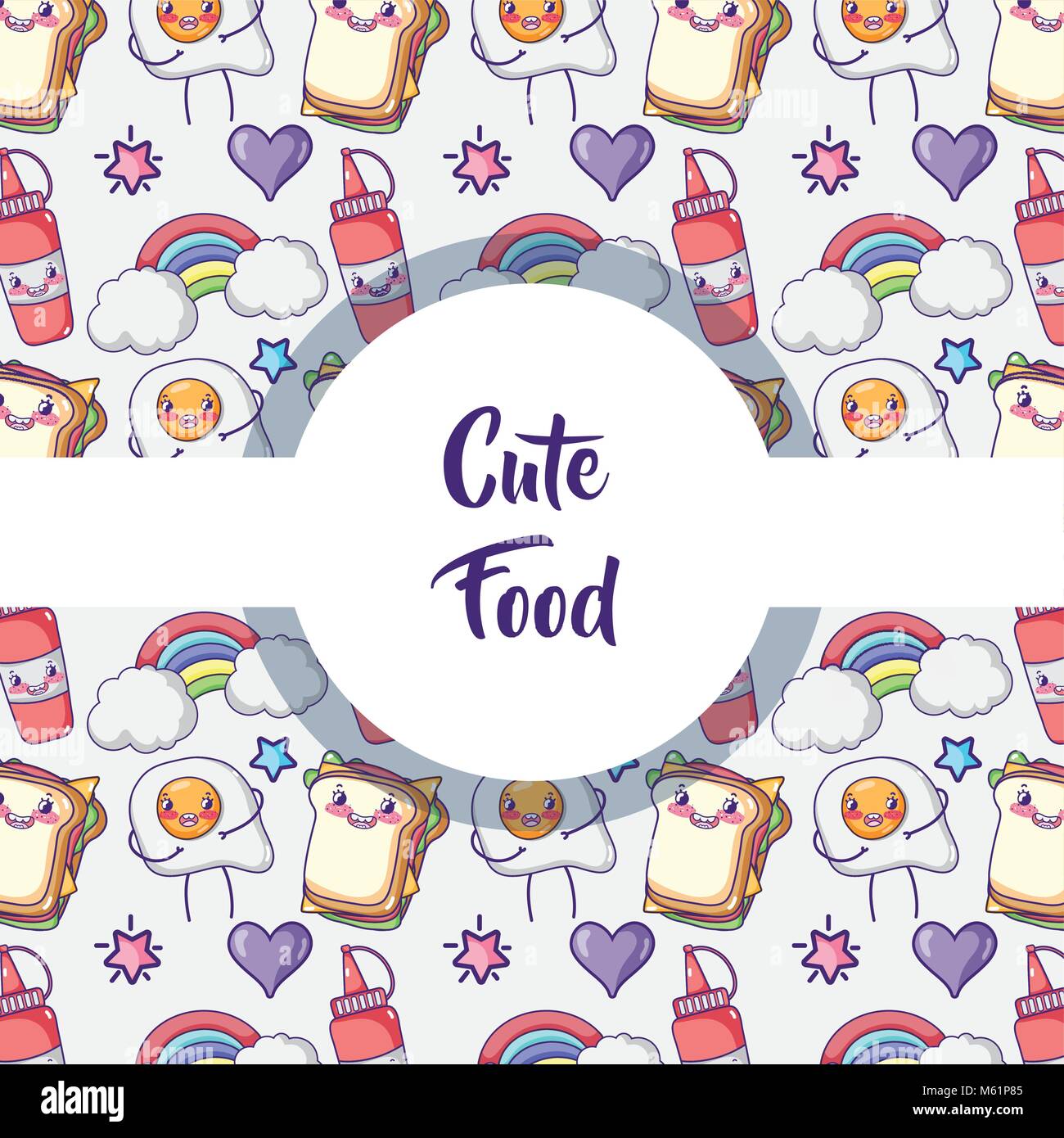 Cute food pattern background kawaii cartoons Stock Vector Image & Art ...