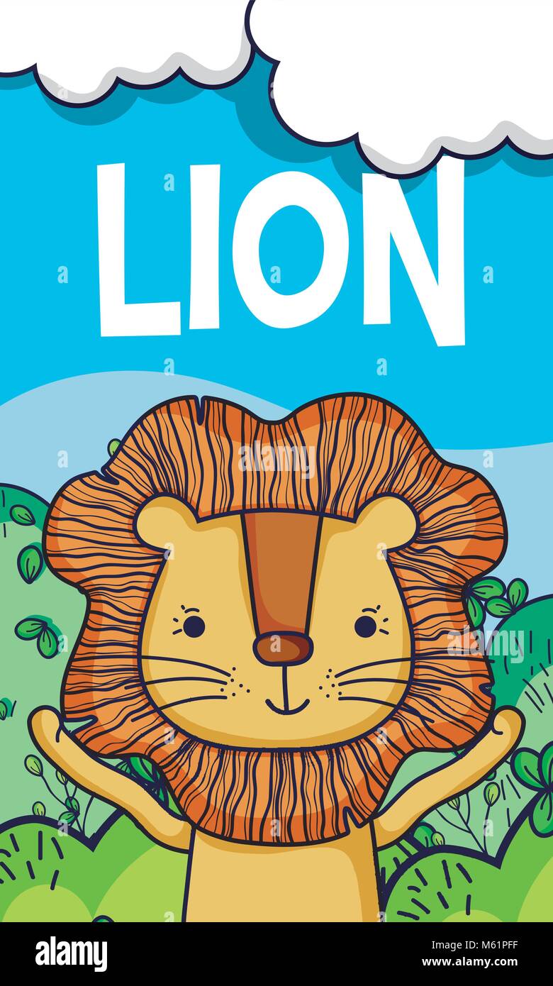Cute Lion in forest cartoon Stock Vector Image & Art - Alamy