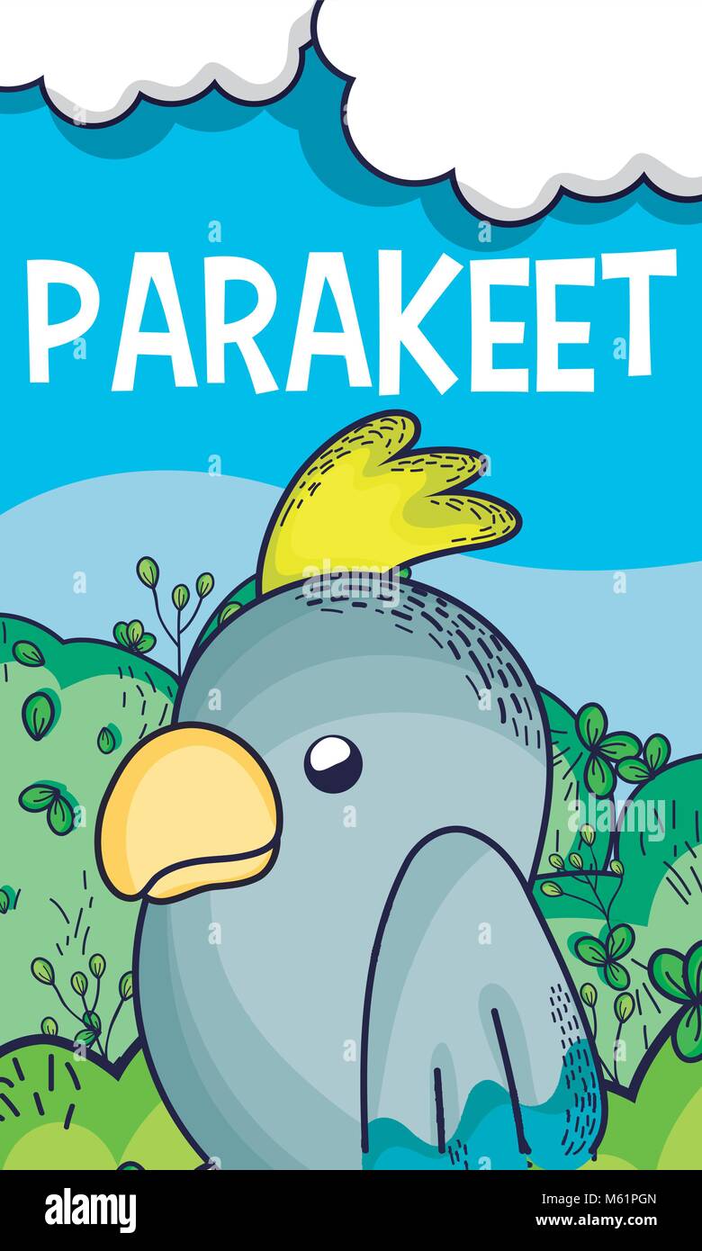 Cute parakeet in forest cartoon Stock Vector Image & Art - Alamy