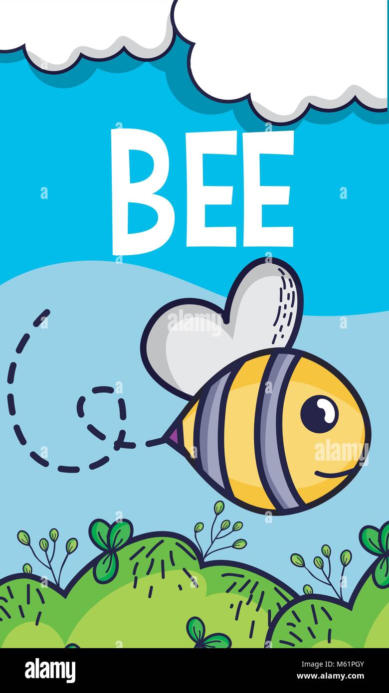 Cute bee flying in forest cartoon Stock Vector Image & Art - Alamy
