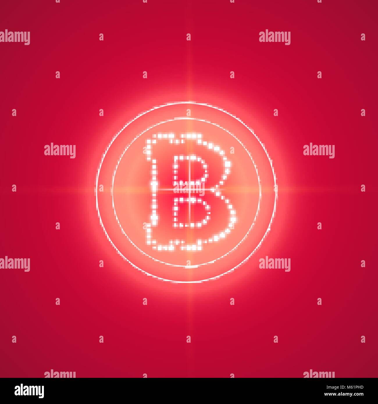 Bitcoin with neon red target on the red background with light Stock ...