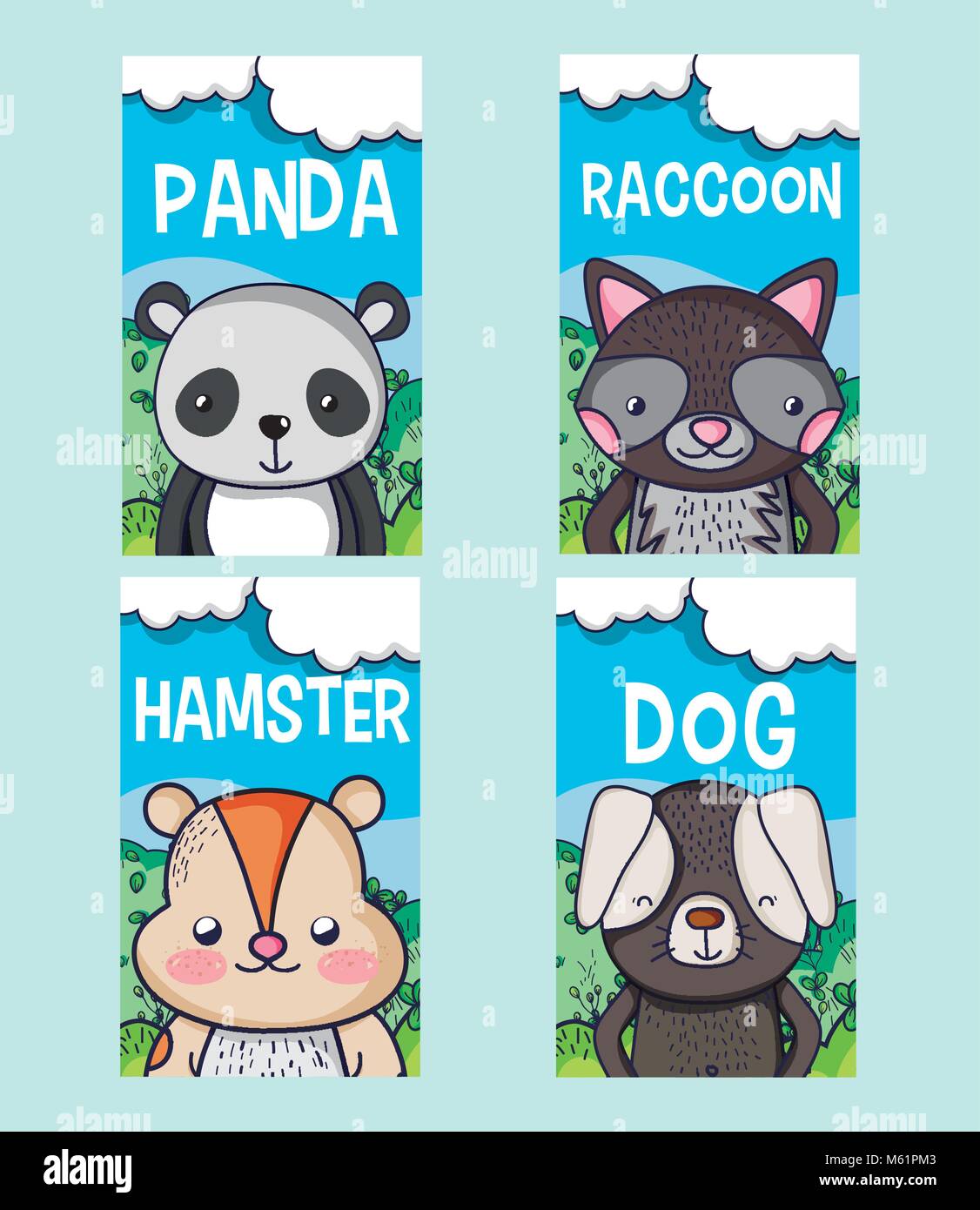 Cute animals cartoon cards Stock Vector Image & Art - Alamy