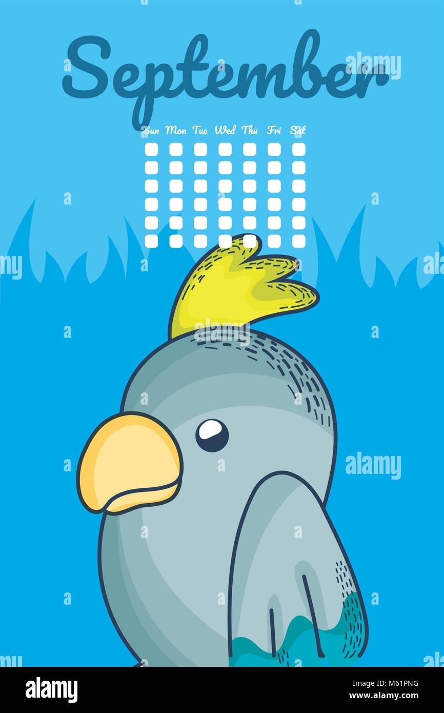 Cute parakeet calendar cartoon Stock Vector Image & Art - Alamy