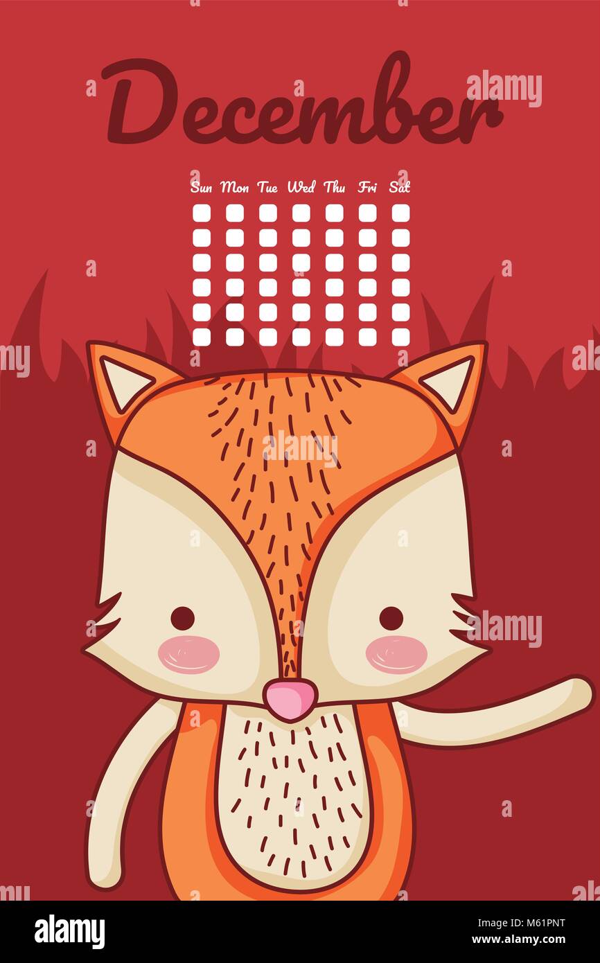 Cute fox calendar cartoon Stock Vector Image & Art - Alamy