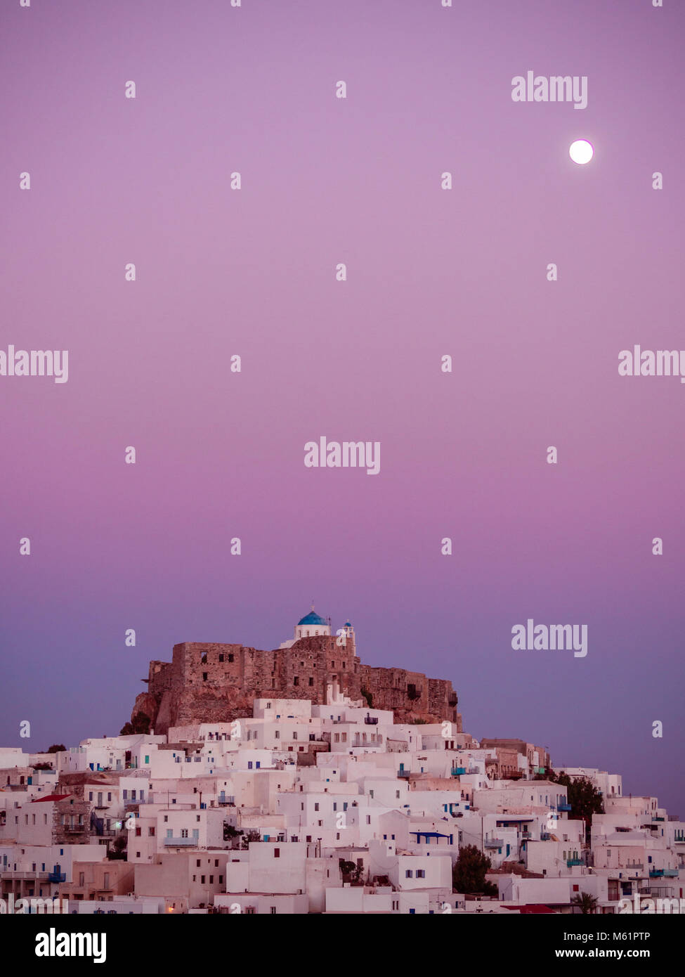 Blue hour in Astypalaia ,Greece with all the magenta colours and the ...