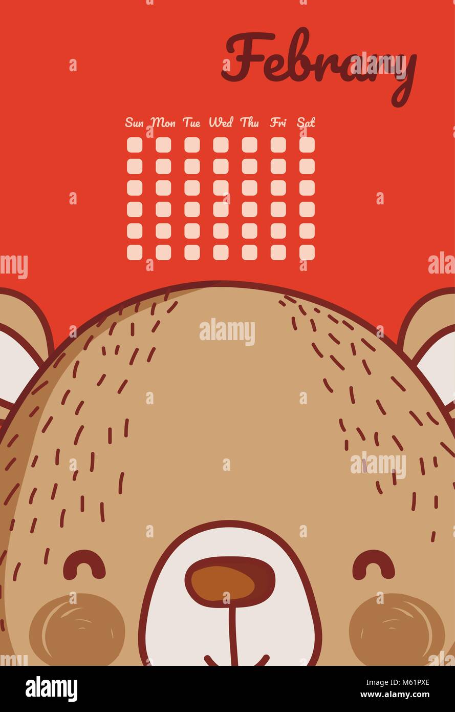 Cute bear calendar cartoon Stock Vector Image & Art - Alamy