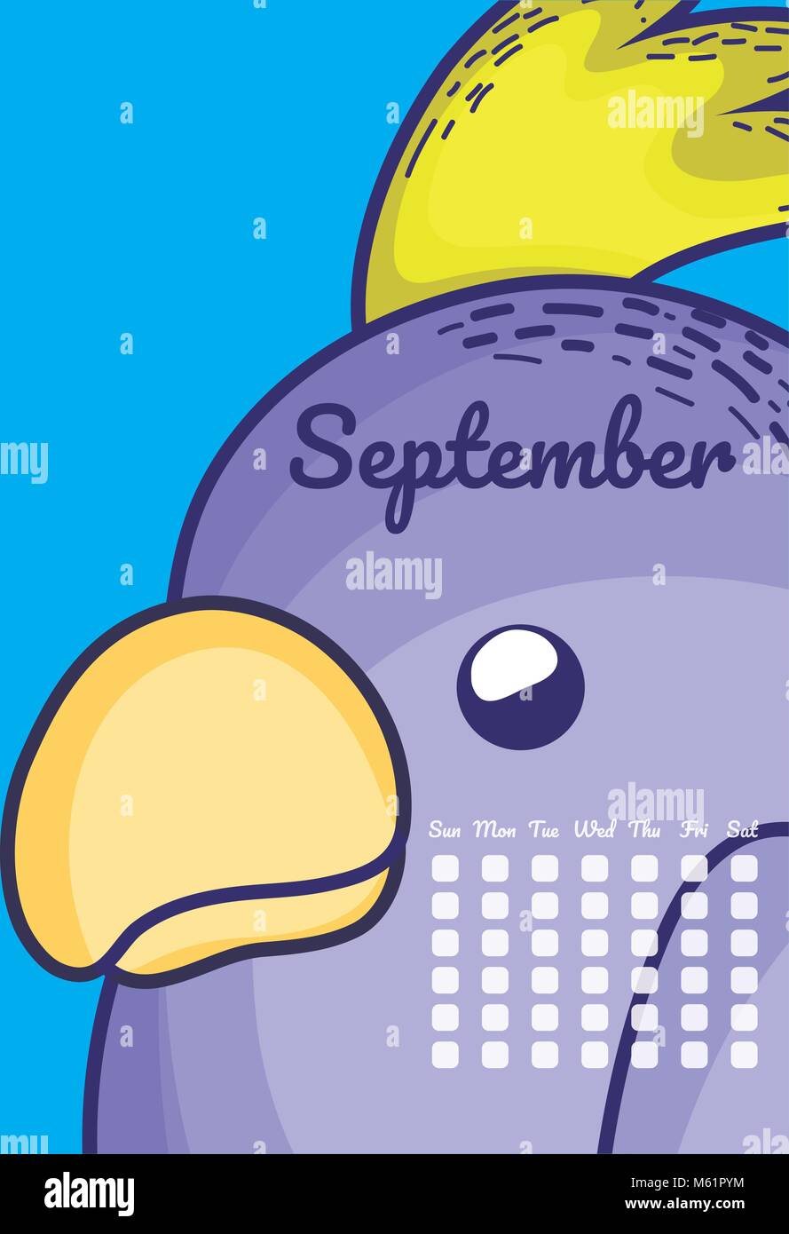 Cute parakeet calendar cartoon Stock Vector Image & Art - Alamy