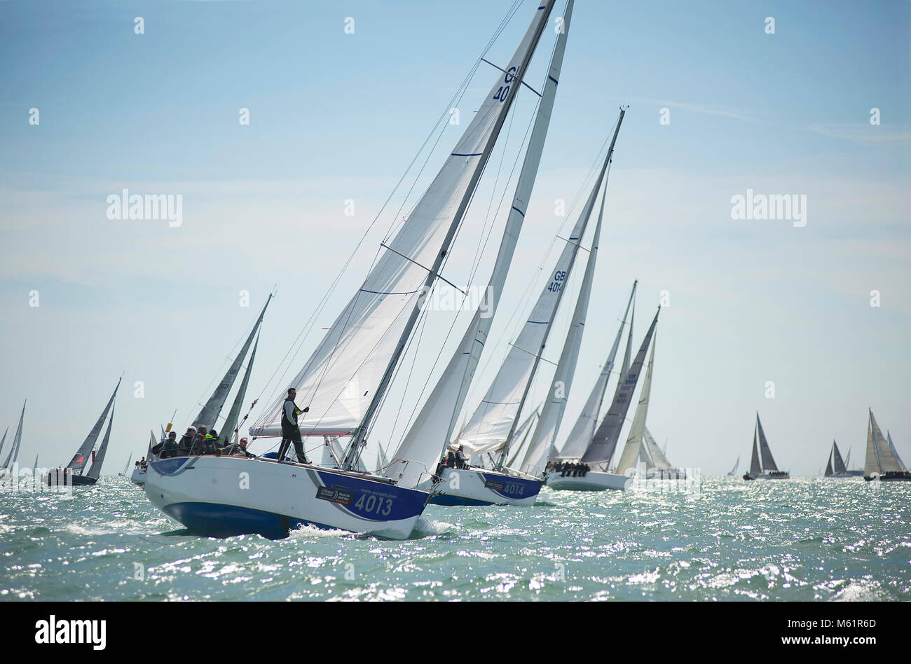 Sunsail 4013 & fleet at the Round the Island Race 2013. The Sunsail F40 ...