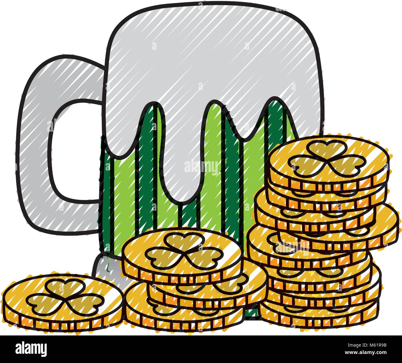 grated beer alcohol glass with gold coins Stock Vector Image & Art - Alamy