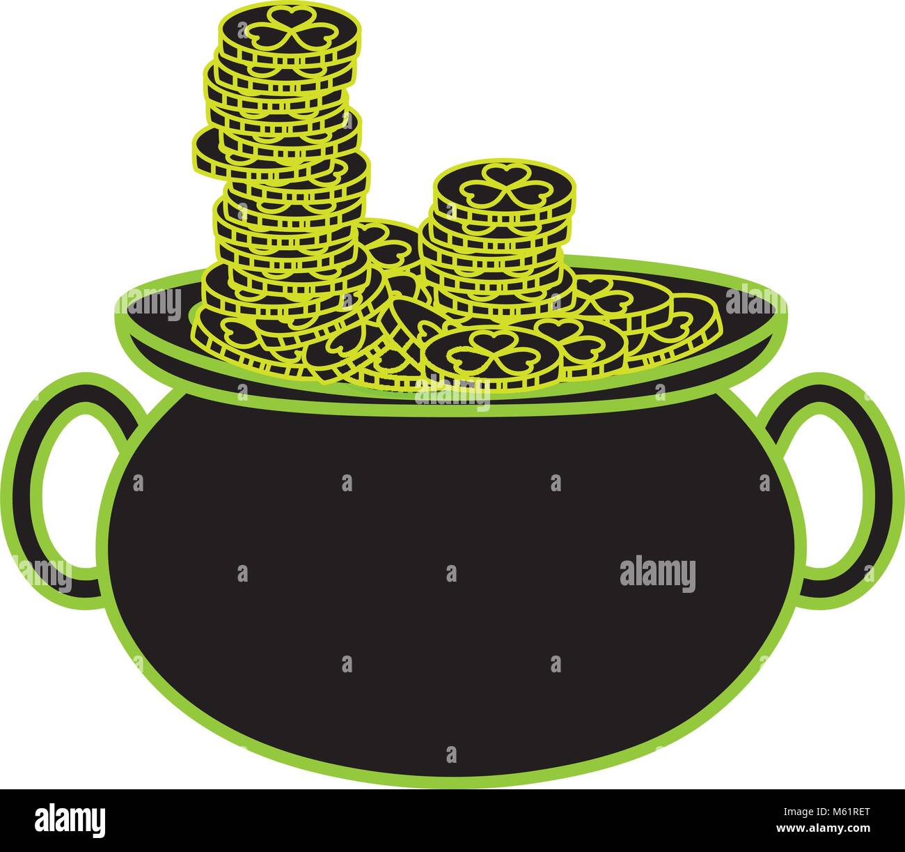 neon flat gold coins money inside pot cauldron Stock Vector Image & Art ...