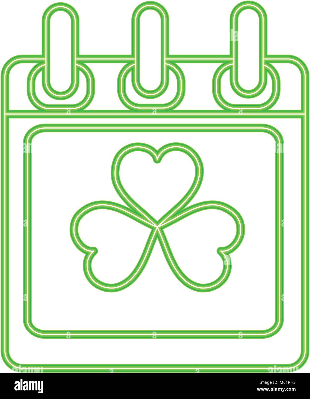 neon line clover plant inside calendar holiday celebration Stock Vector ...