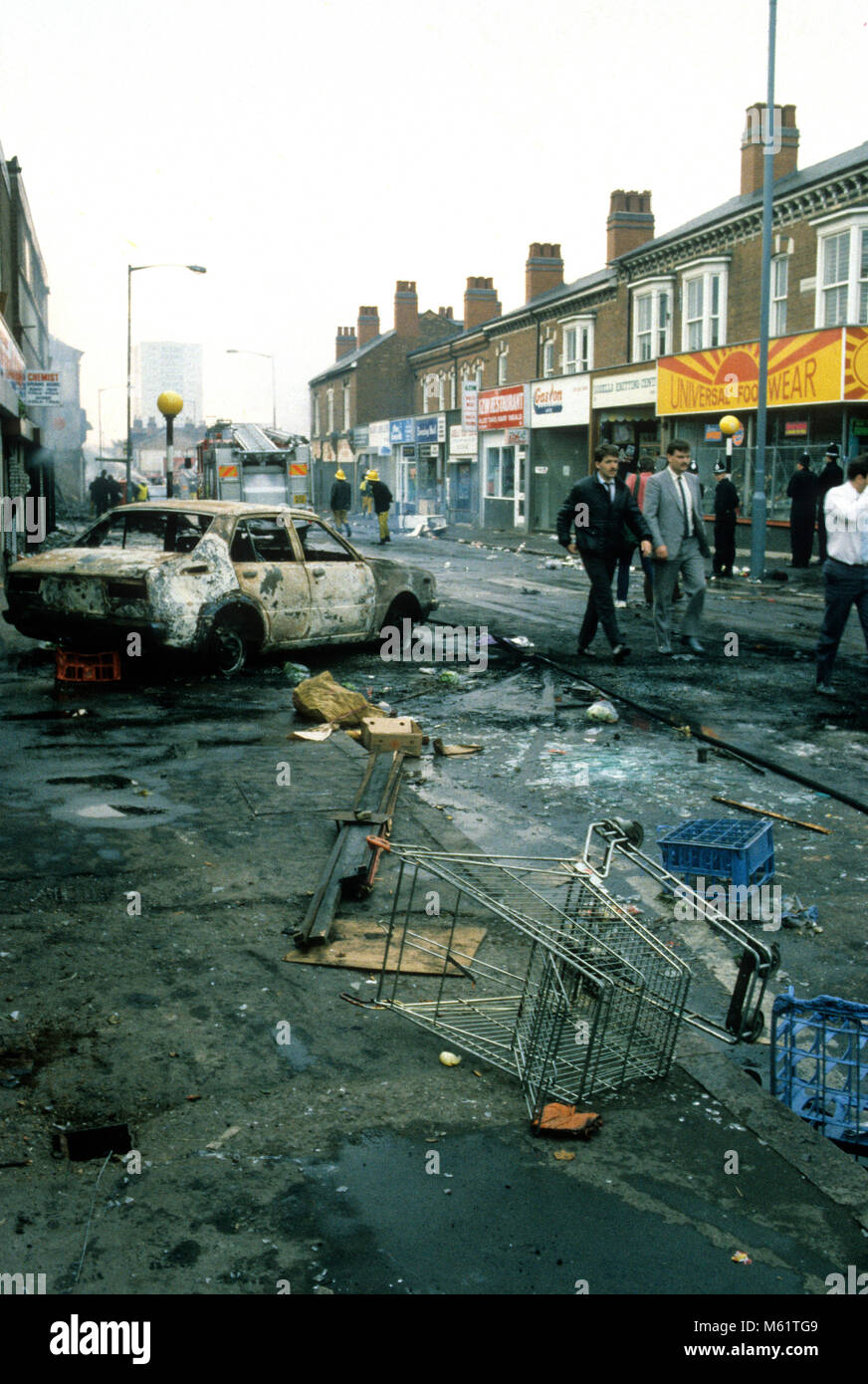 The morning after the 1985 Handsworth riots in Birmingham Uk Stock ...
