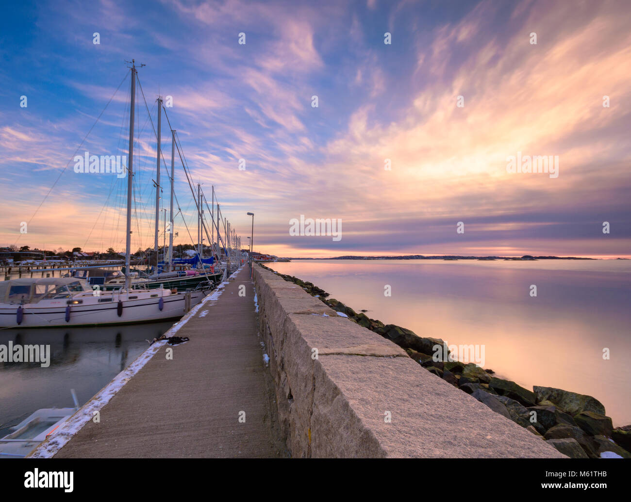 Setting sun glowing with beautiful colors,Saltholmen,Gothenburg,Sweden ...