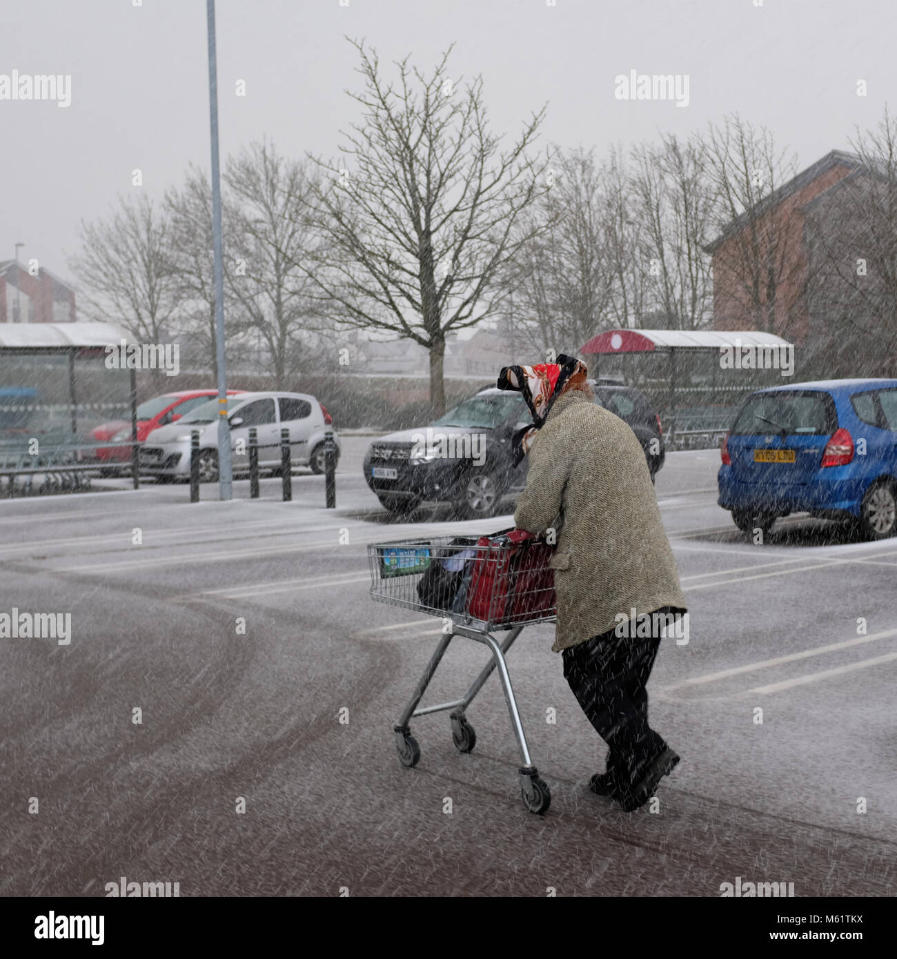 Old woman shopping pushing trolley hi-res stock photography and images ...