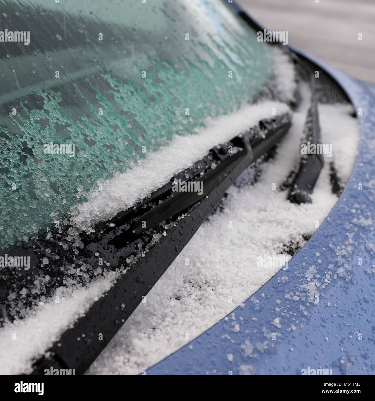winter hail stones on car windscreen Stock Photo - Alamy