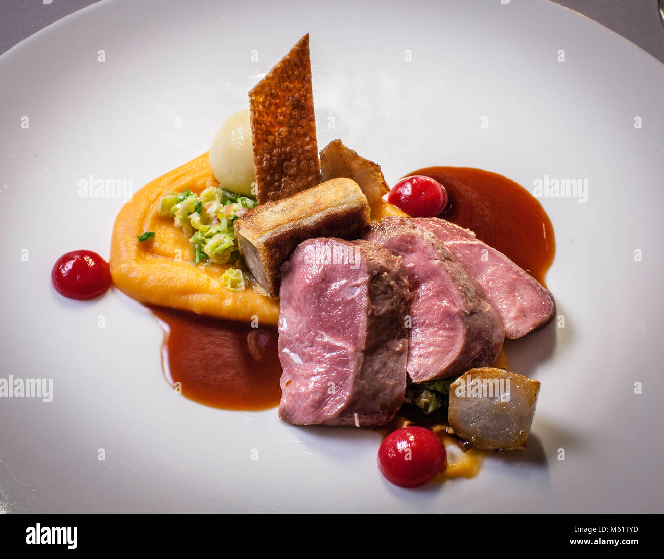 Triplicate from the duck. Fine dining in Bavaria, Oberstdorf Restaurant ...