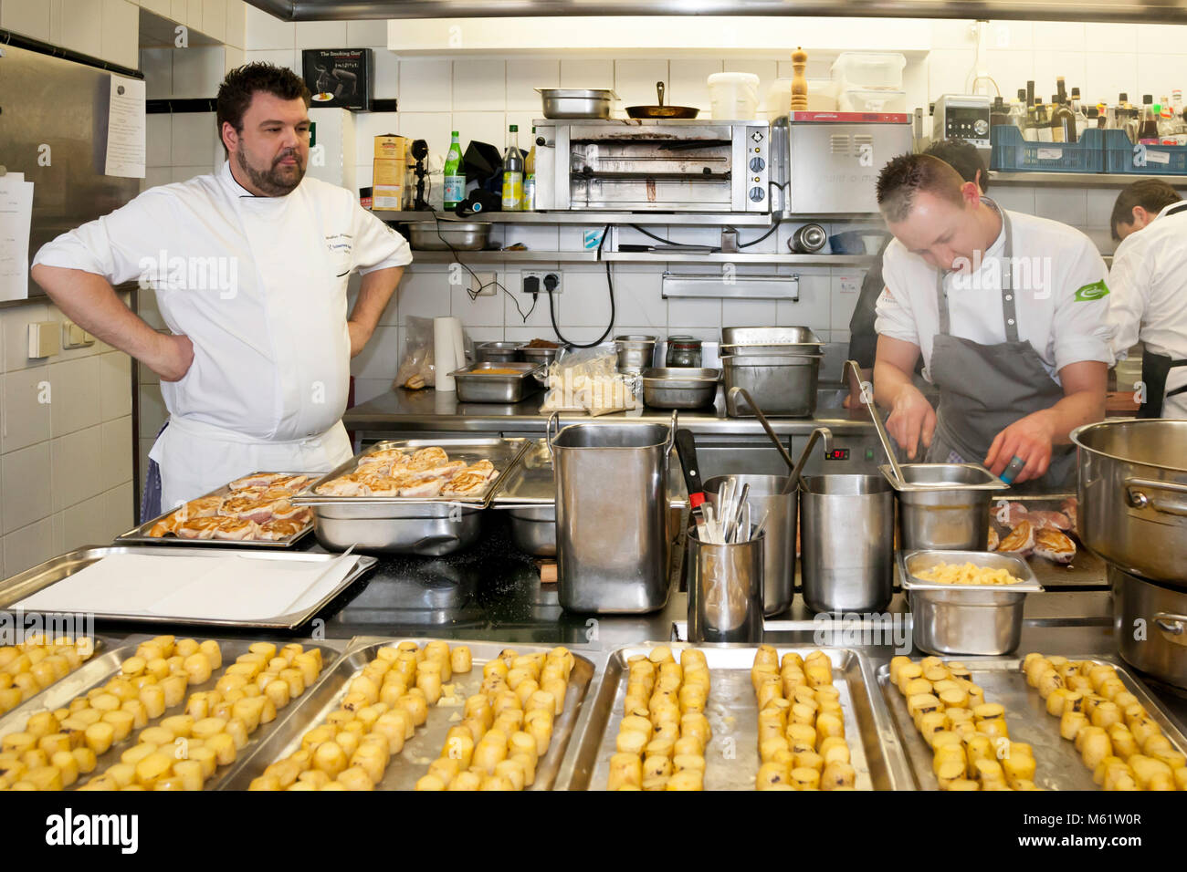 German chef Sebastian Prüßmann preparing a potato lunch for the ...