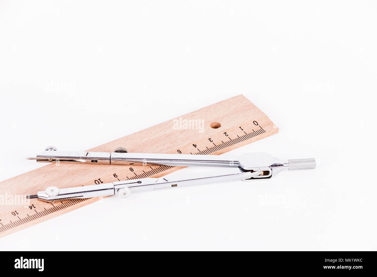 Compass and ruler isolated on white background Stock Photo - Alamy