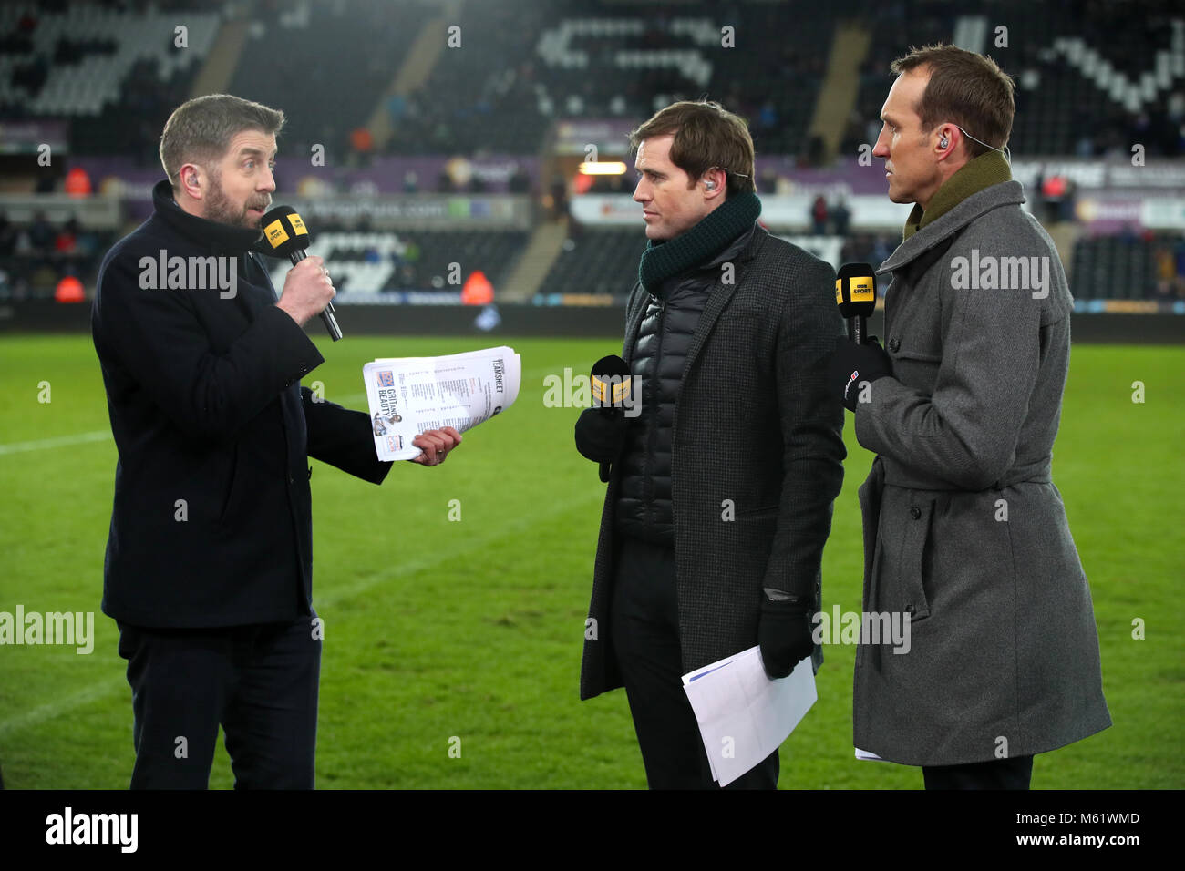BBC Presenter Mark Chapman (left) speaks with Kevin Kilbane (centre ...