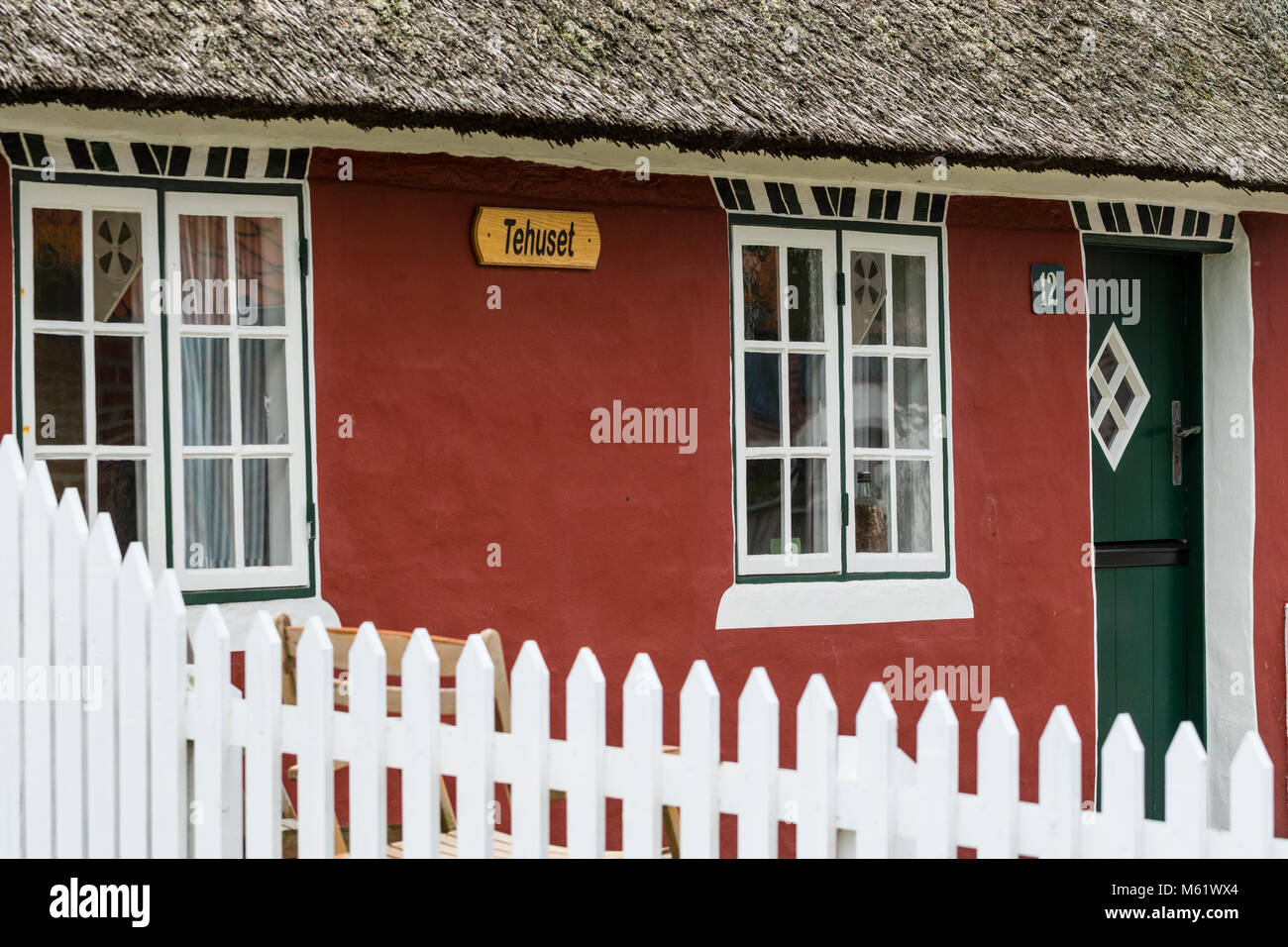 The Tehuset, the Tea House, with thatched roof in Sønderho village ...
