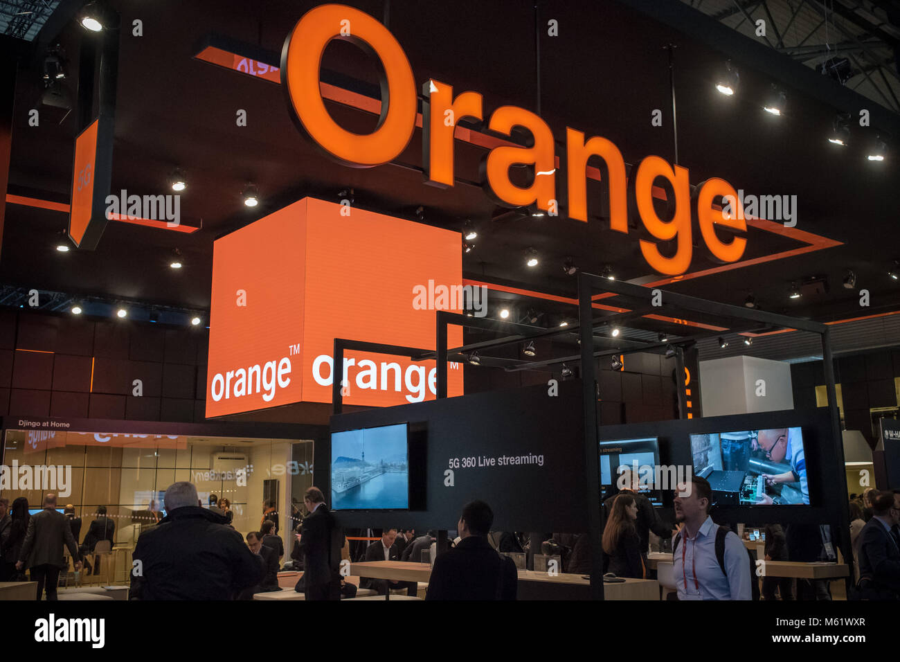 ORANGE pavilion at the annual Mobile World Congress 2018, world's ...