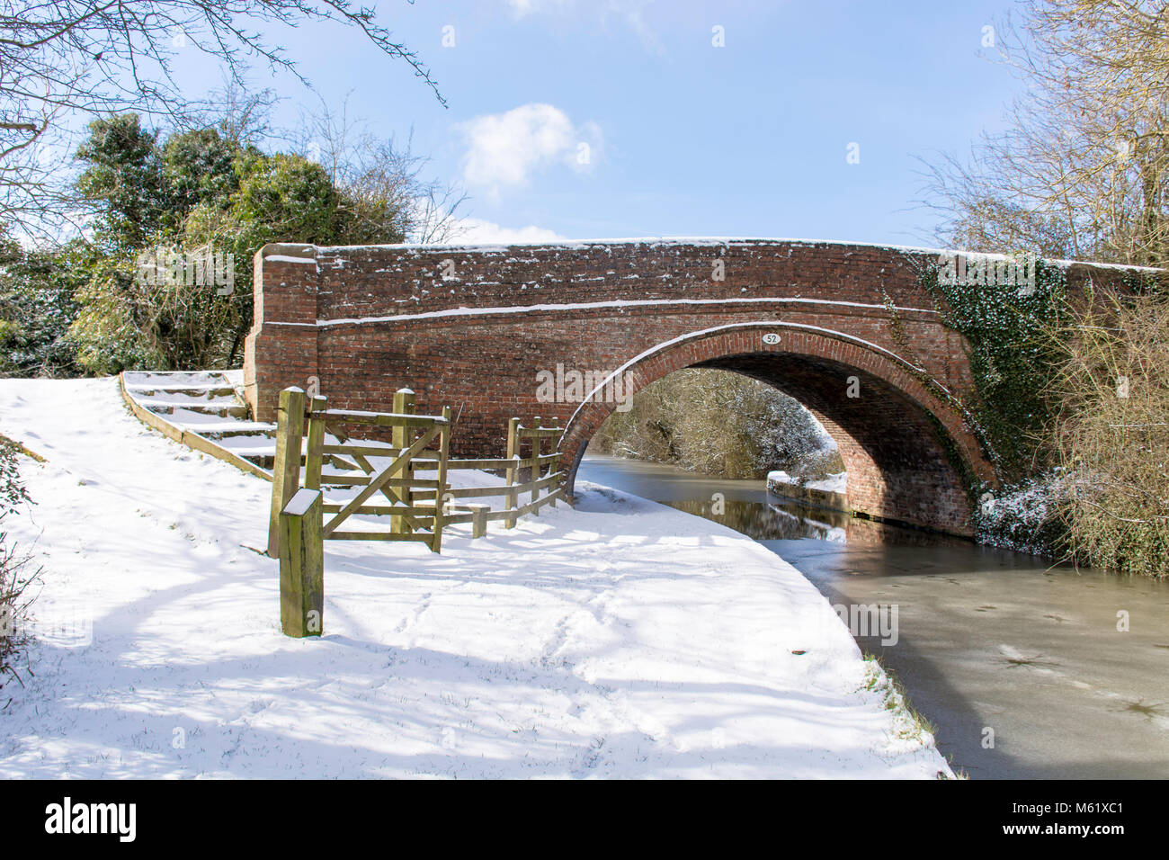 canal bridge covered in snow Stock Photo - Alamy