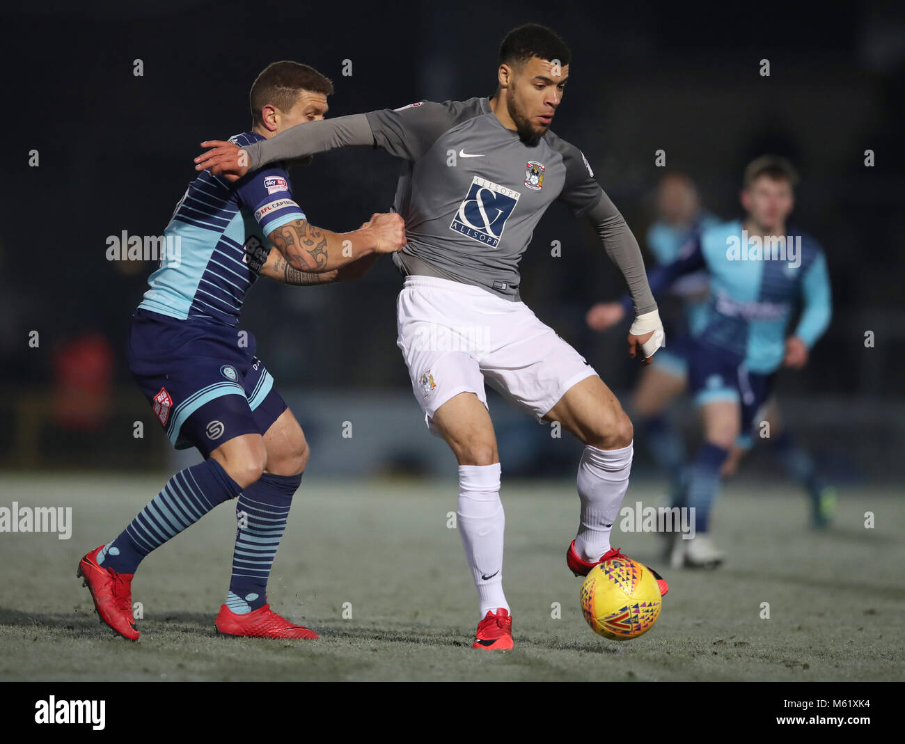 Coventry City's Max Biamou gets the better of Wycombe Wanderers' Adam ...