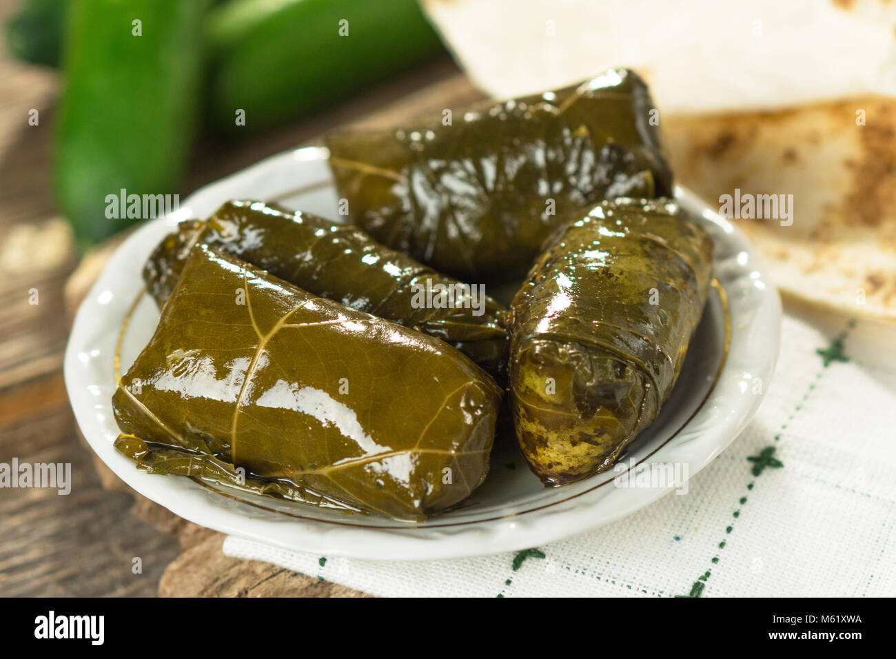 Stuffed vine leaves with rice Stock Photo - Alamy