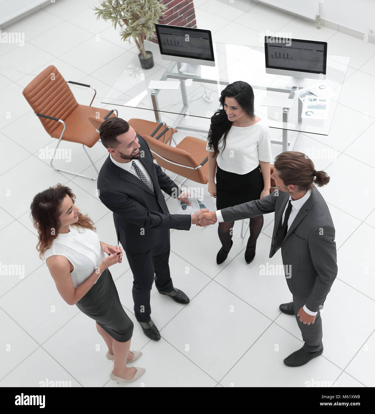 view from the top.the handshake business partners Stock Photo - Alamy
