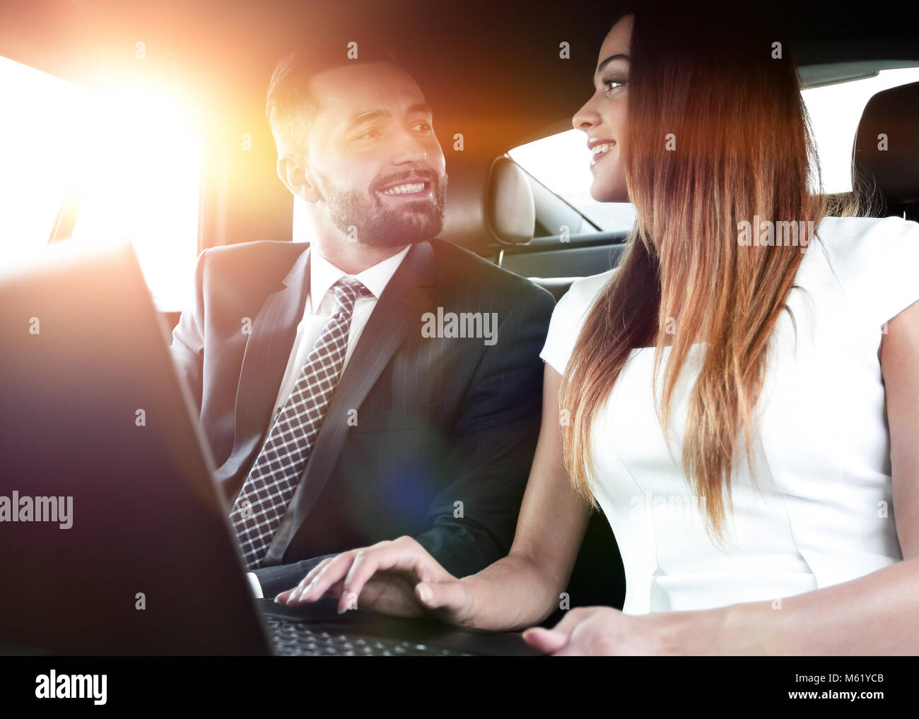 Business People Meeting Working Car Inside Stock Photo - Alamy