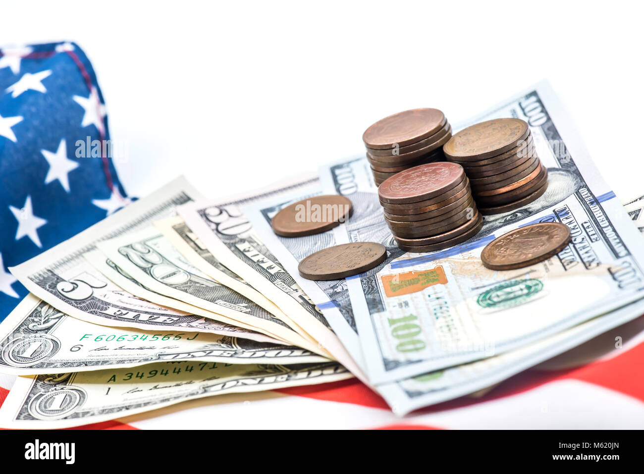 US Dollar currency, Banknotes of America, money and finance, isolated ...