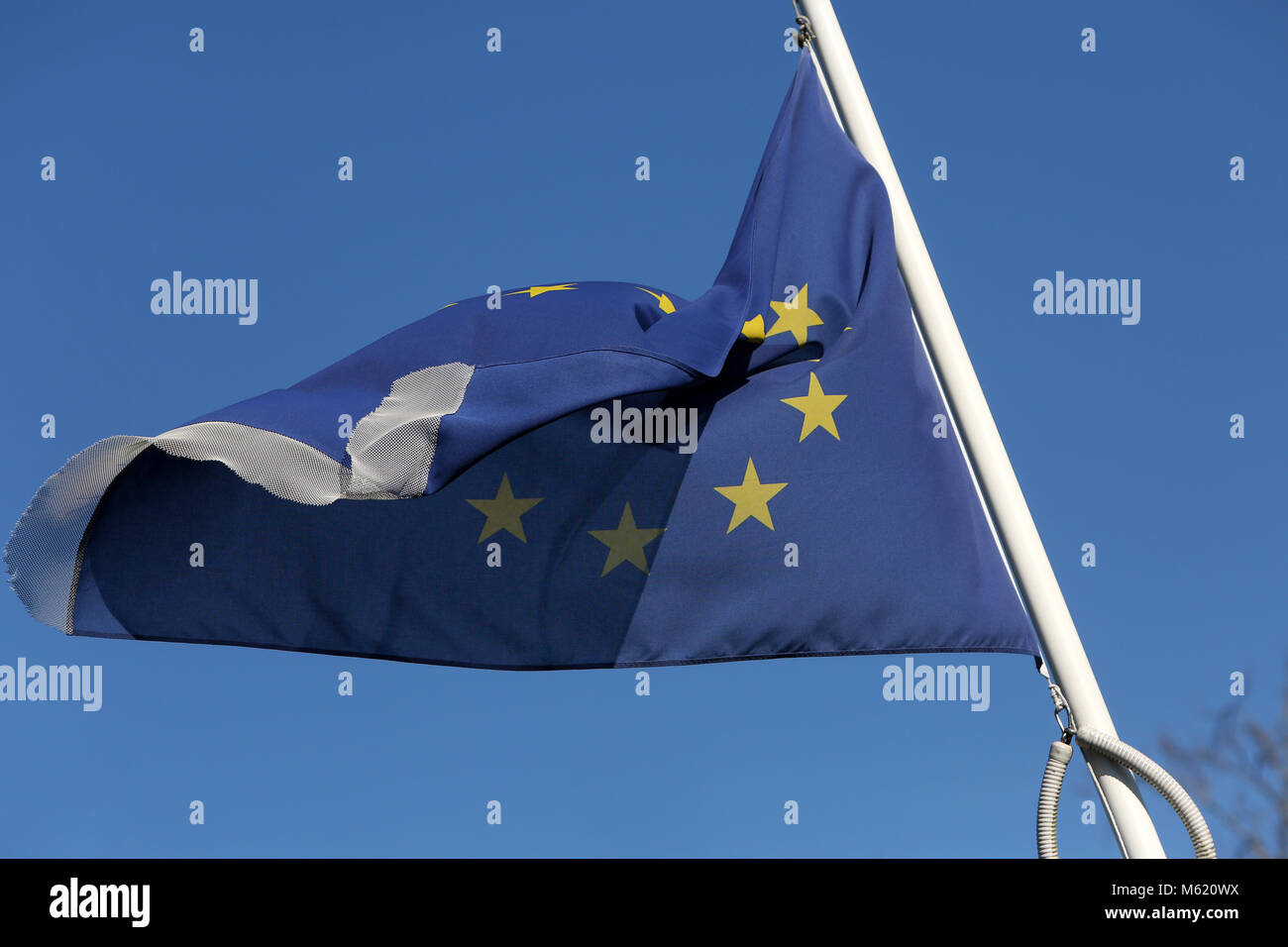 A European flag pictured flying in London, UK Stock Photo - Alamy