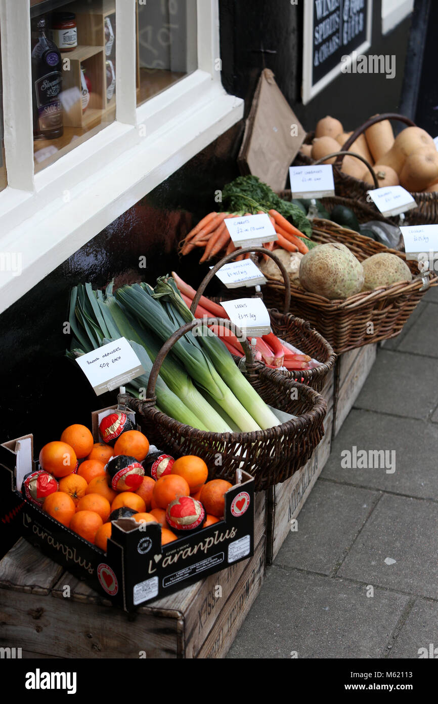 Fresh fruit and vegetables pictured outside a traditional shop in ...