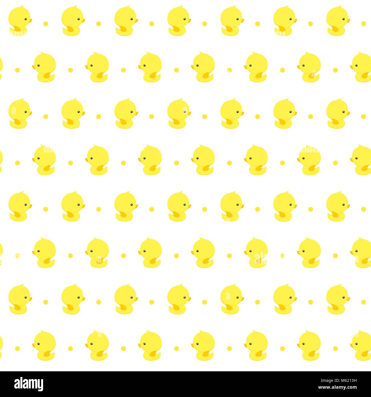 seamless pattern with cute baby rubber ducks on white background ...