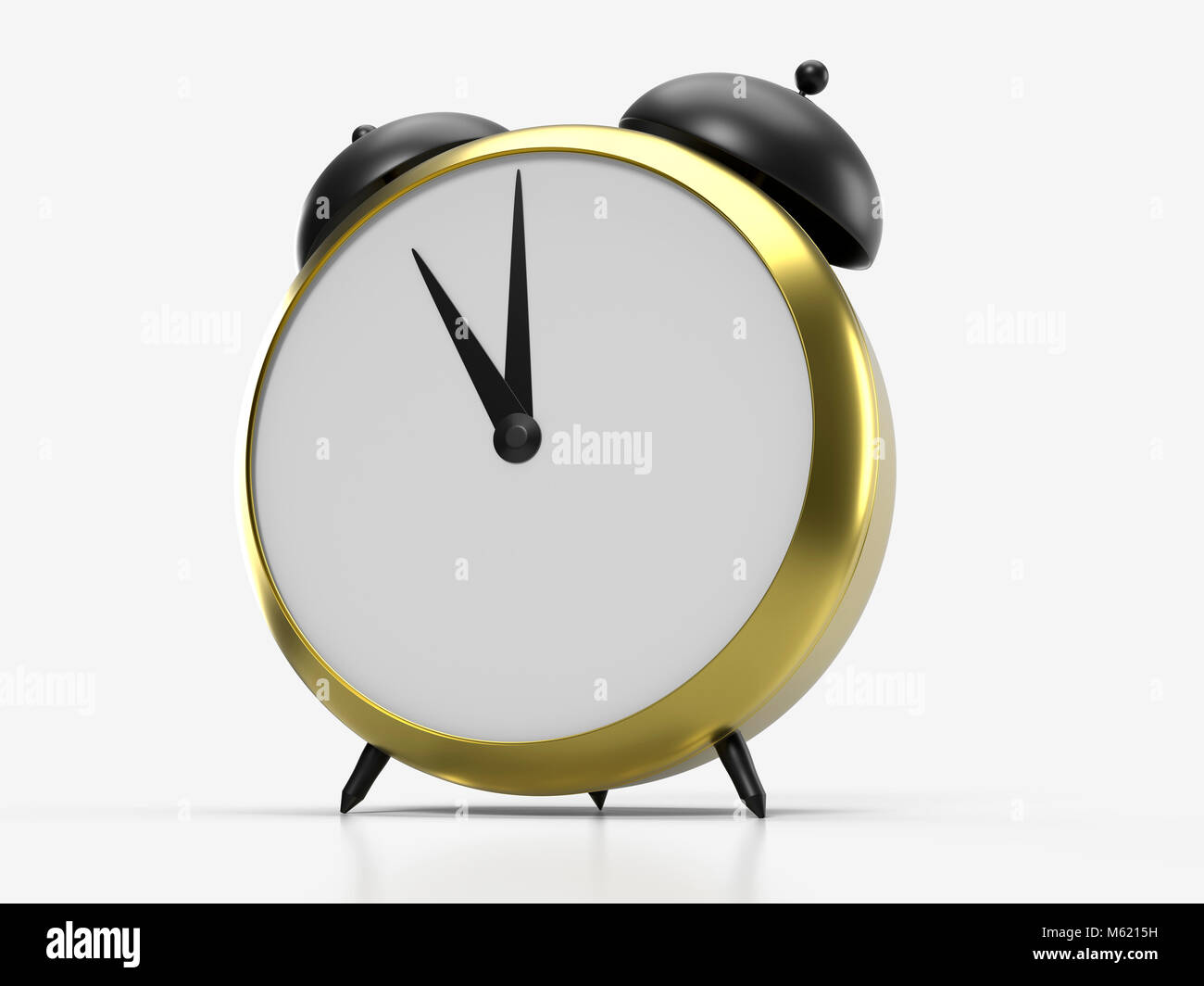Alarm clock on white background. 11 O'Clock, am or pm. 3D rendering ...