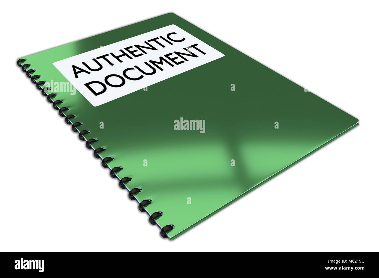 3D illustration of AUTHENTIC DOCUMENT script on a booklet, isolated on ...
