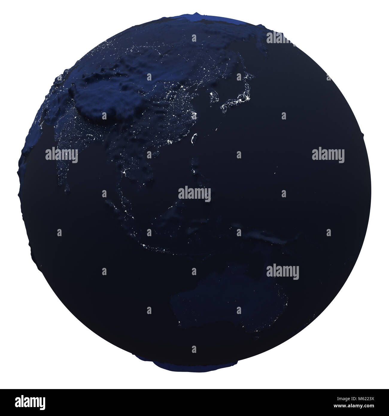 Planet earth night lights. 3D illustration Stock Photo - Alamy