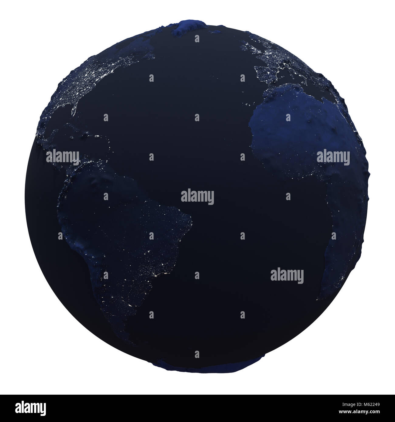 Planet earth night lights. 3D illustration Stock Photo - Alamy