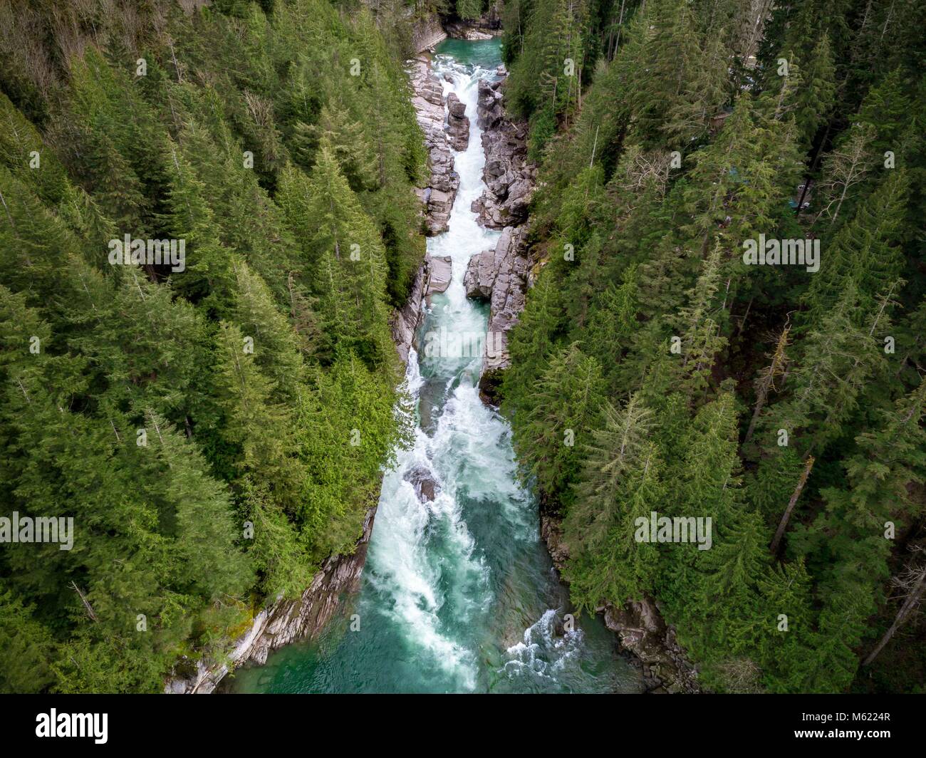 Pacific Northwest rare waterfall hidden in the woods Stock Photo - Alamy